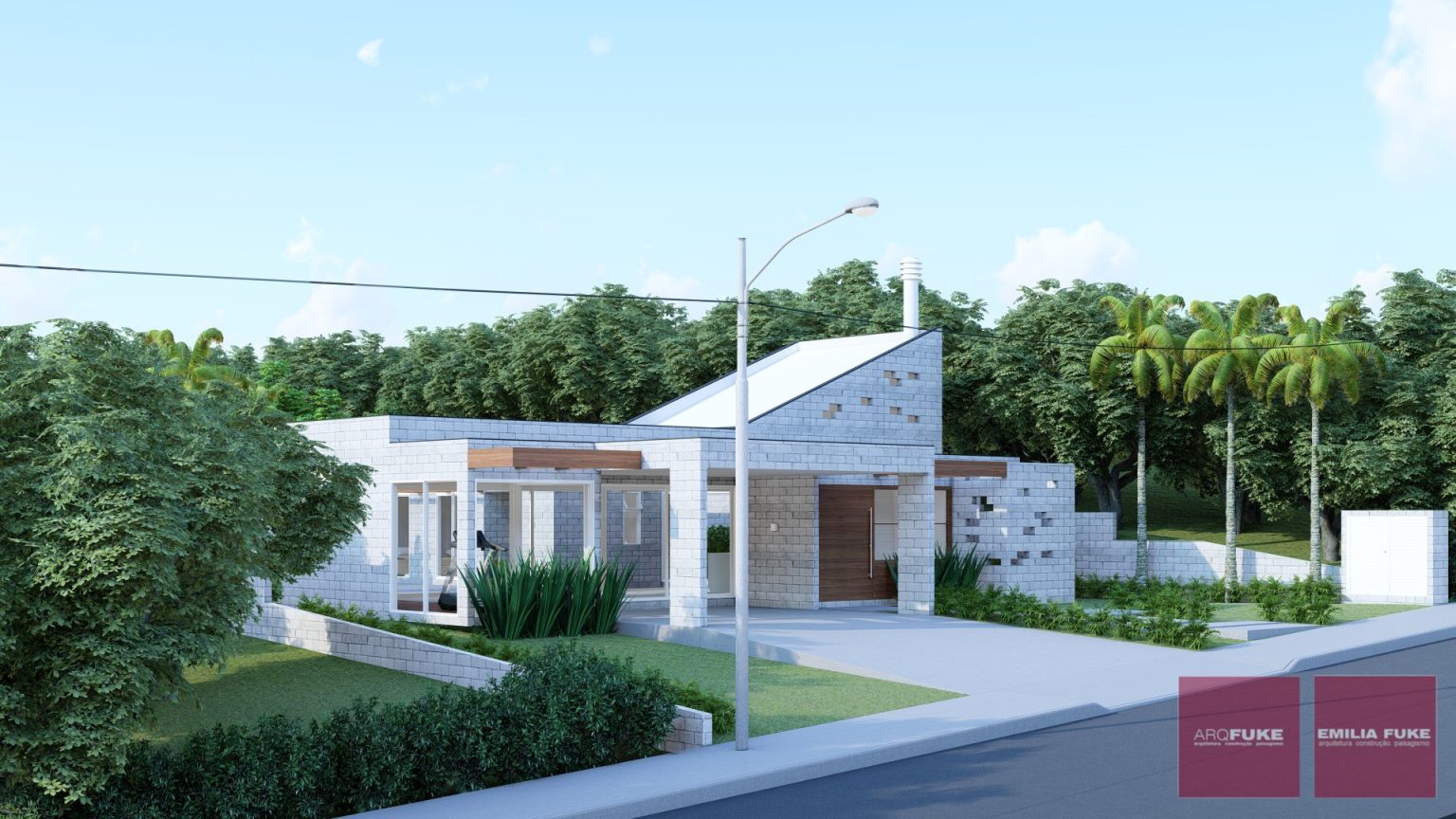 Casa de bloco de concreto e aparentes térrea perfeita - Arqfuke